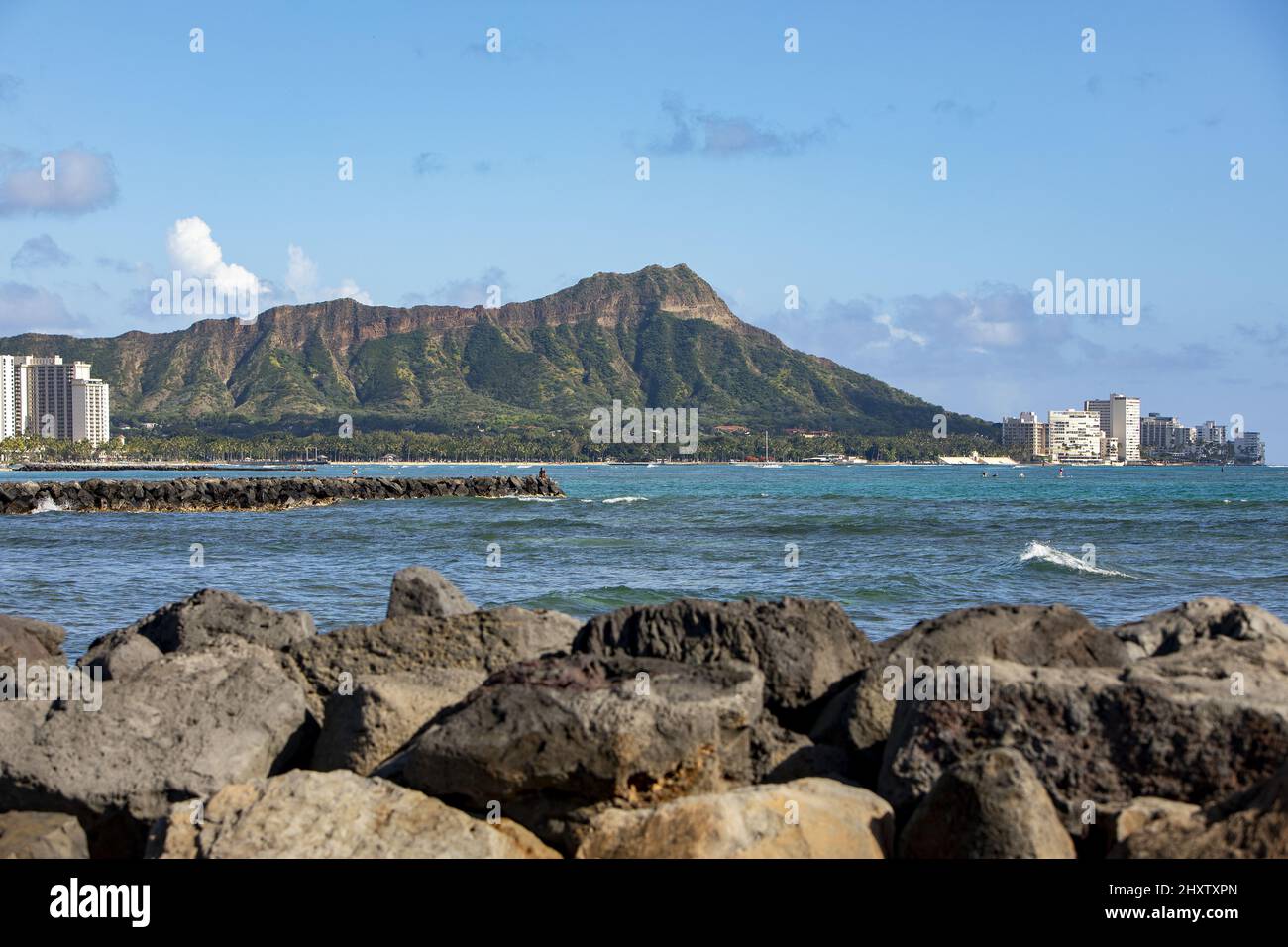 Beautiful view of the Diamond Head Crater volcanic tuff cone on the ...