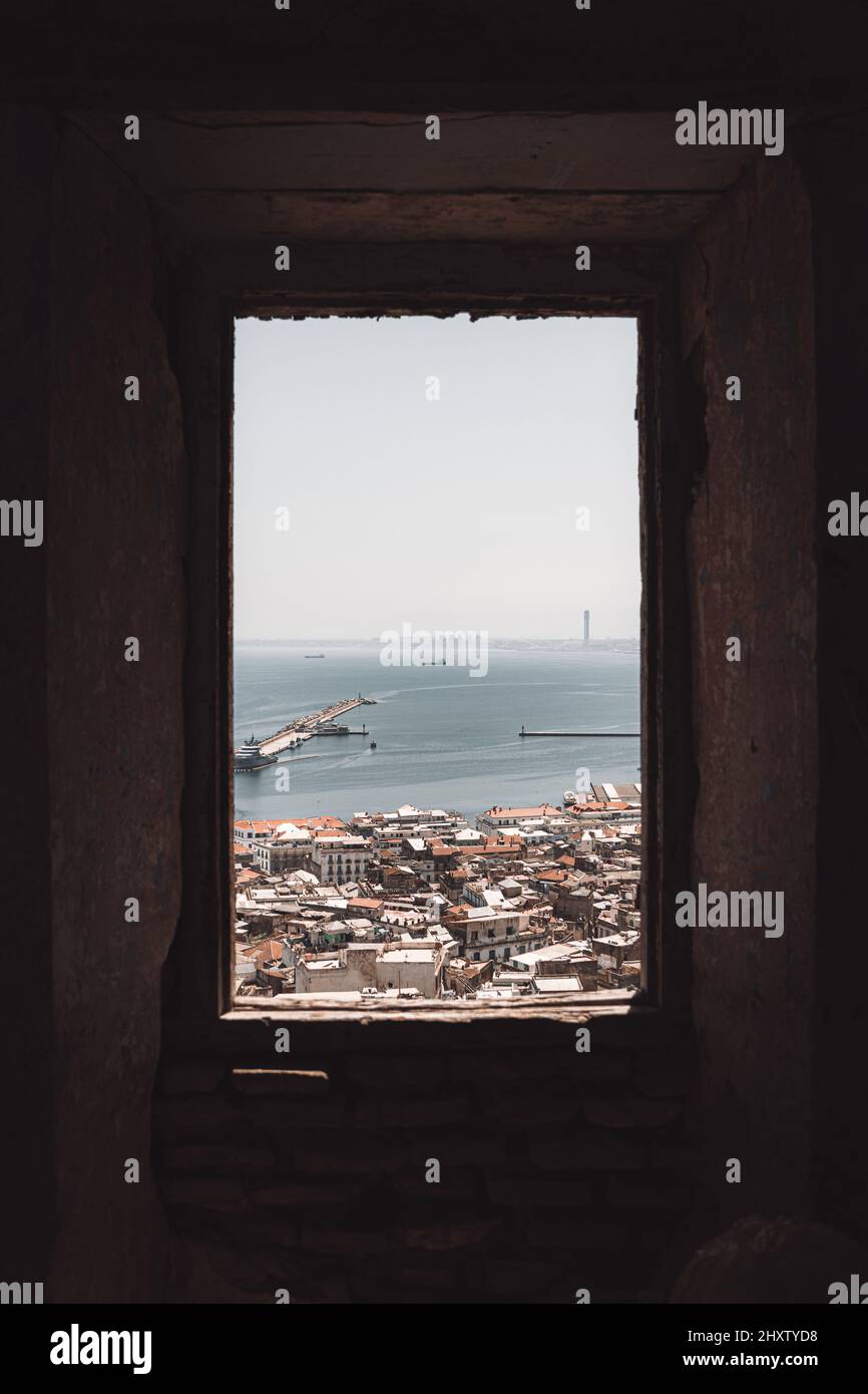 Beautiful shot of Casbah the citadel of Algiers as it's seeing from an ...