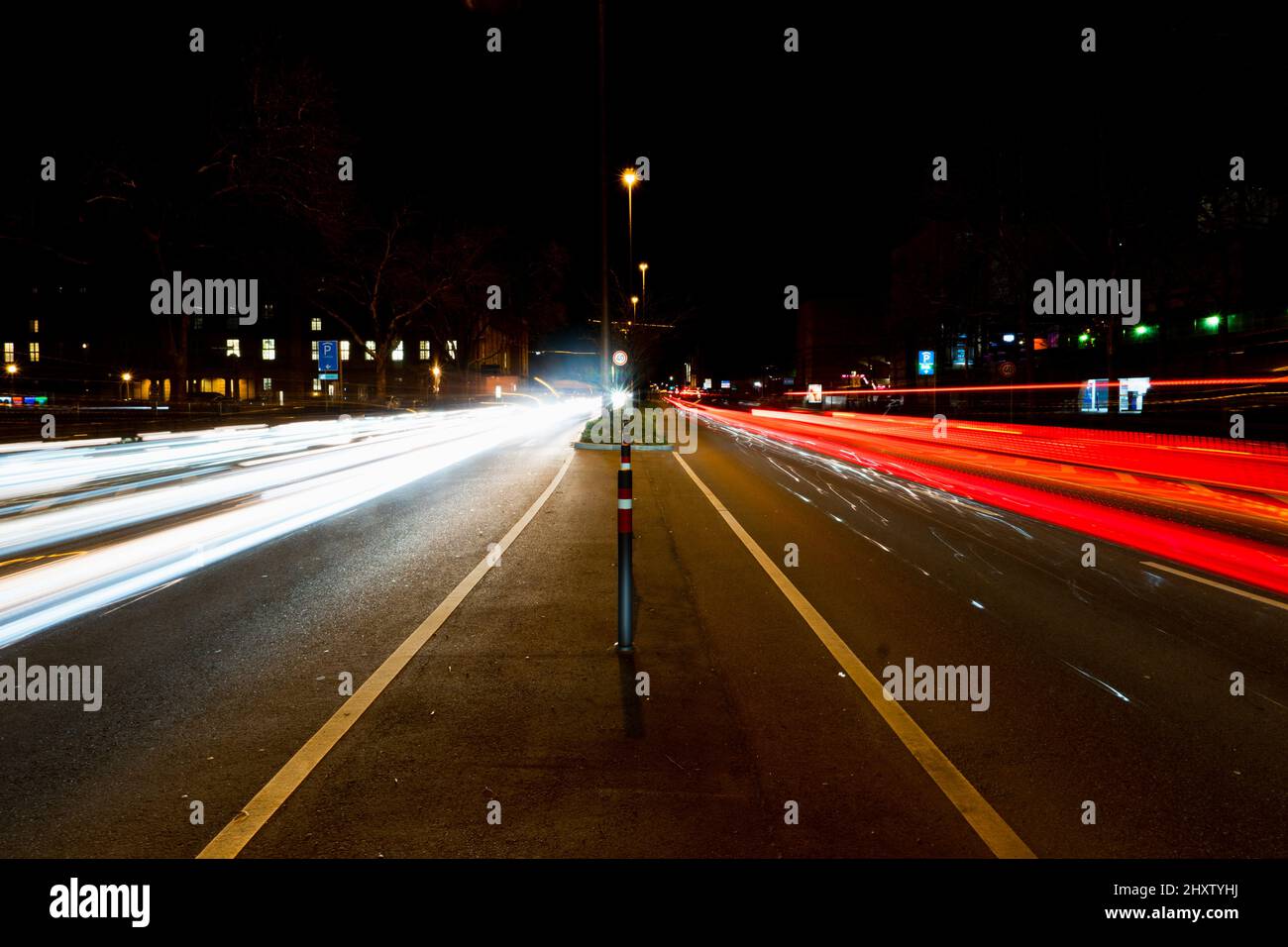 Road designed with neon lights in Stuttgart Stock Photo - Alamy