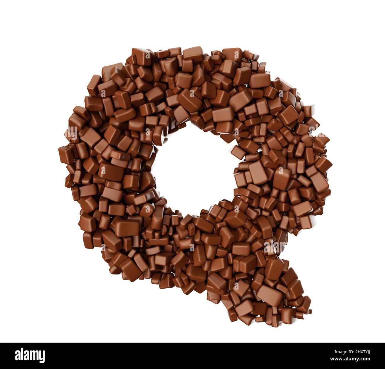 3D illustration of the letter Q made of chocolate chips isolated on the ...
