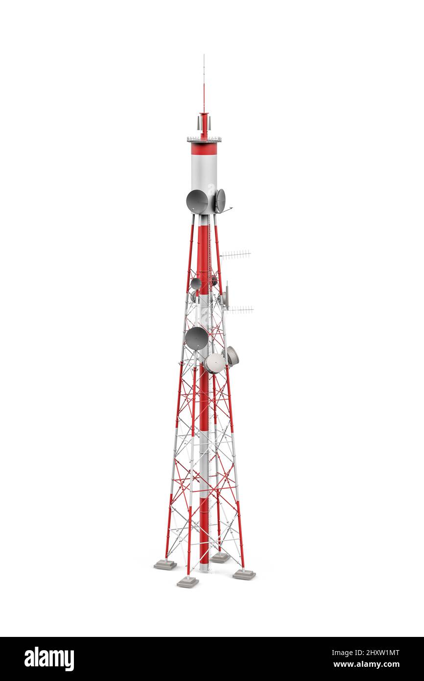 Red and white radio tower Cut Out Stock Images & Pictures - Alamy
