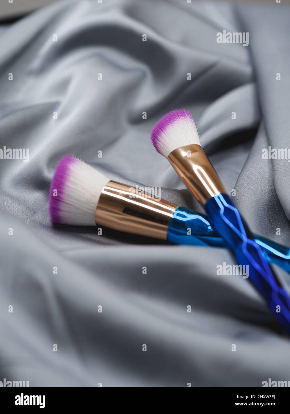 Colorful brushes for makeup on the cloth Stock Photo - Alamy