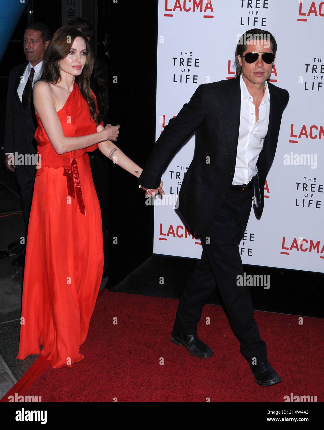 Angelina Jolie and Brad Pitt at the 'Tree of Life' Los Angeles premiere held at the Bing Theatre ...