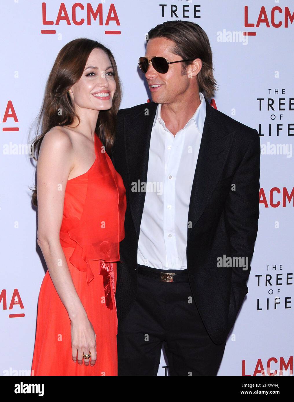 Angelina Jolie and Brad Pitt at the 'Tree of Life' Los Angeles premiere held at the Bing Theatre ...