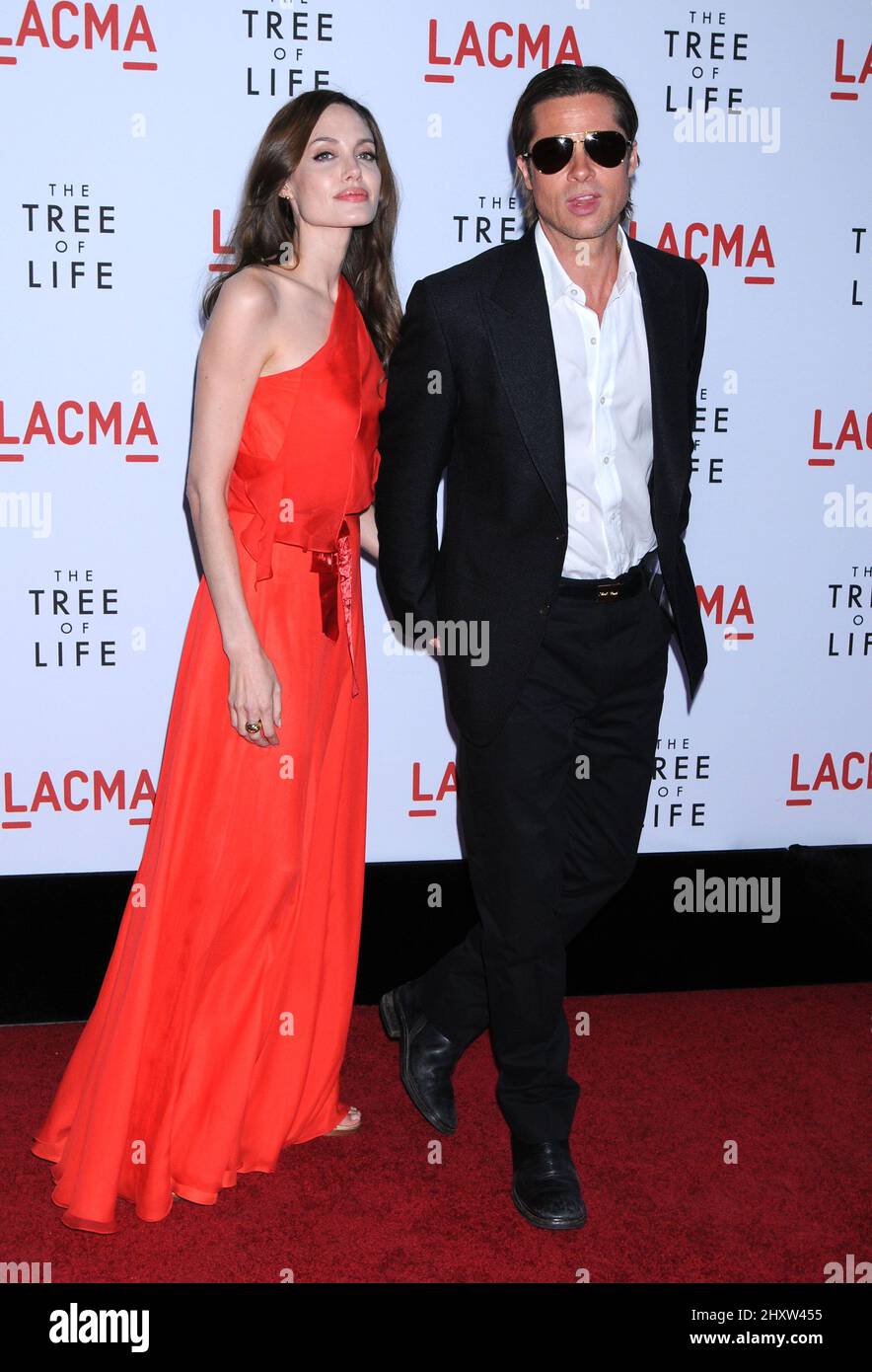 Angelina Jolie and Brad Pitt at the 'Tree of Life' Los Angeles premiere held at the Bing Theatre ...