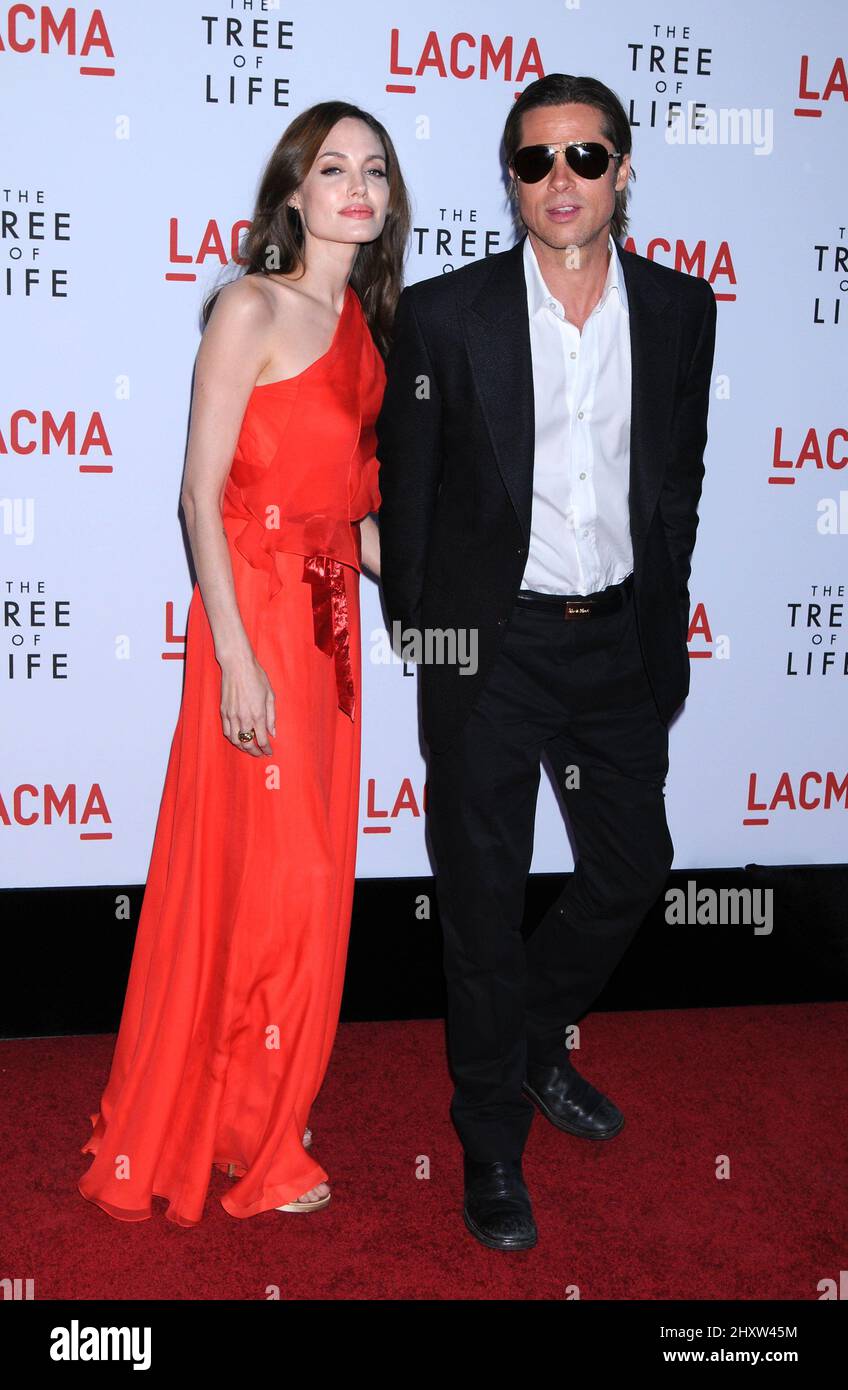 Angelina Jolie and Brad Pitt at the 'Tree of Life' Los Angeles premiere held at the Bing Theatre ...