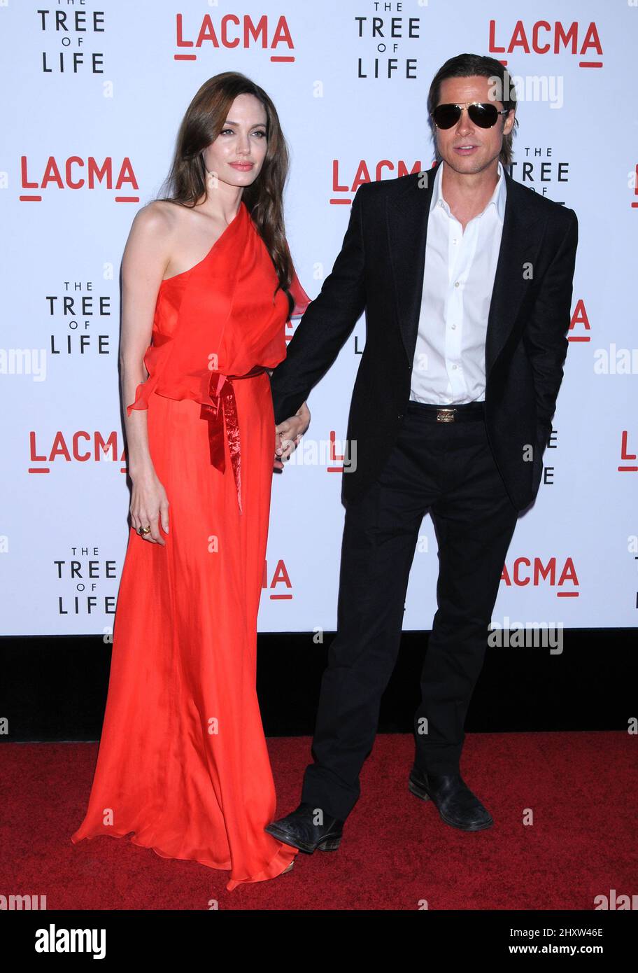 Angelina Jolie and Brad Pitt at the 'Tree of Life' Los Angeles premiere held at the Bing Theatre ...