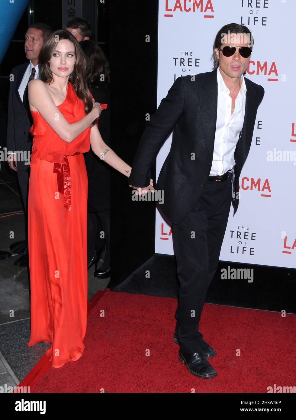 Angelina Jolie and Brad Pitt at the 'Tree of Life' Los Angeles premiere held at the Bing Theatre ...