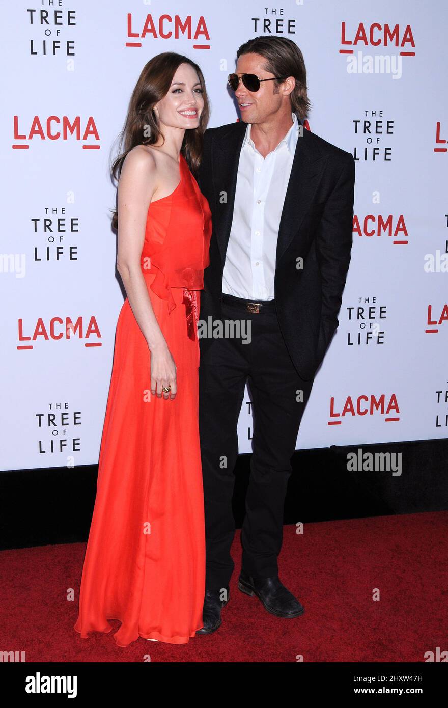 Angelina Jolie and Brad Pitt at the 'Tree of Life' Los Angeles premiere held at the Bing Theatre ...
