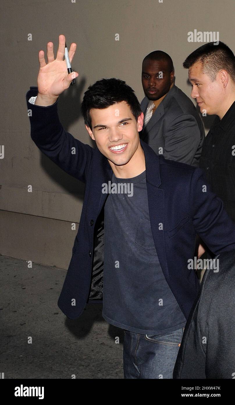 Taylor Lautner signs autographs Outside Jimmy Kimmel Live in Los ...