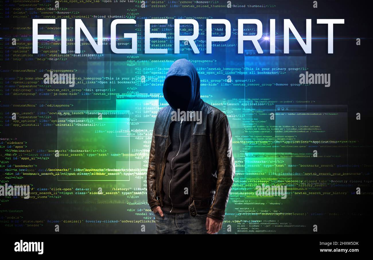 Faceless hacker on code background Stock Photo - Alamy