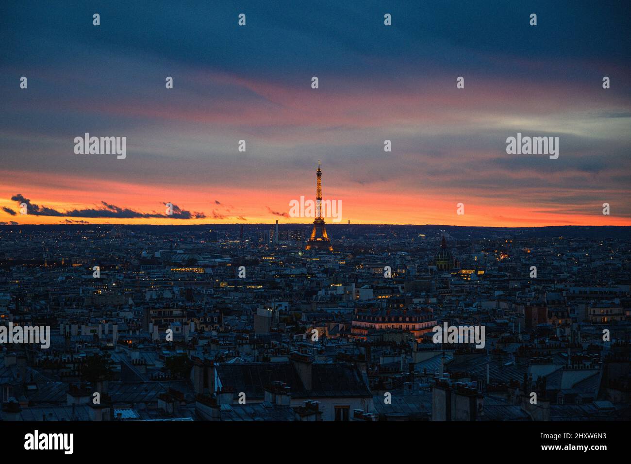 City view and Paris SKyline Eiffel Tower during sunset Stock Photo - Alamy