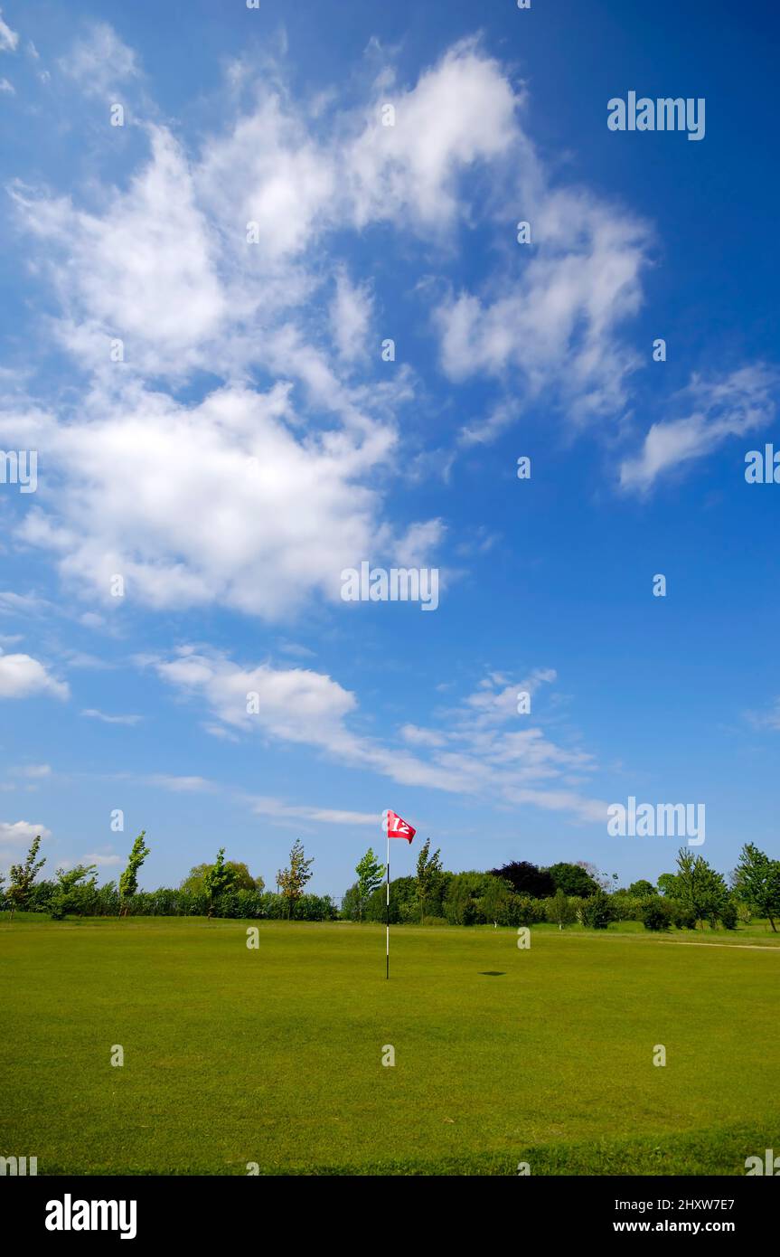 Golf cours with blue and cloudy sky Stock Photo - Alamy