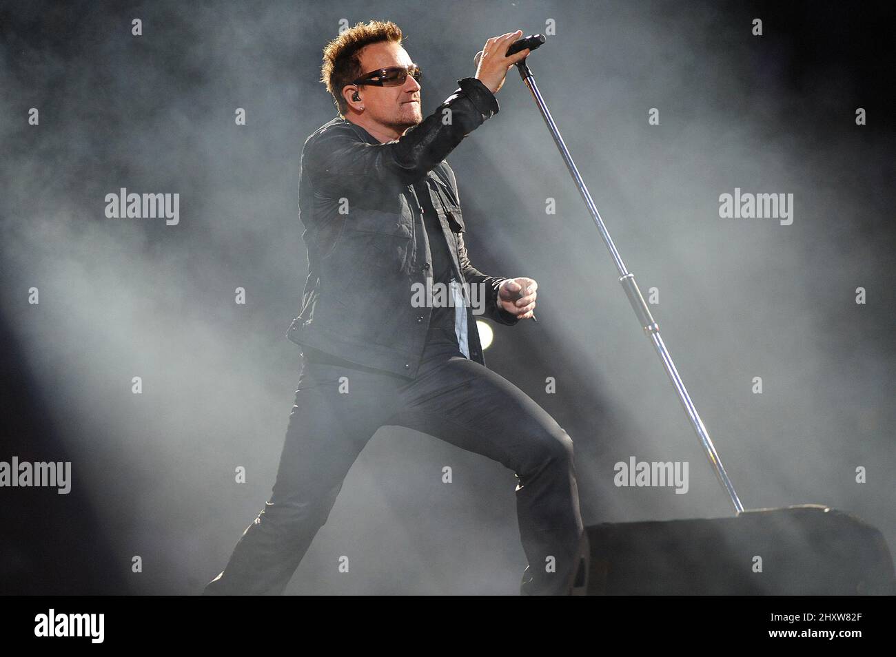 Bono of the band U2 performs live in concert at the M & T Bank Stadium ...