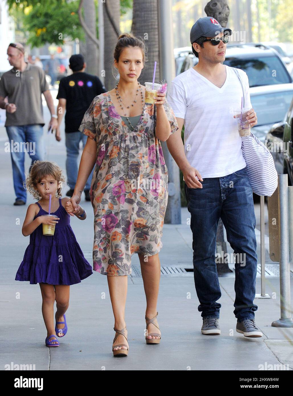 Jessica Alba, Cash Warren and daughter Honor Marie Warren are seen out ...