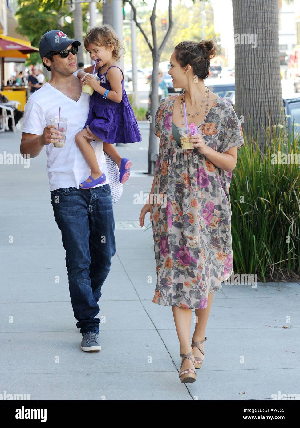 Jessica Alba, Cash Warren and daughter Honor Marie Warren are seen out ...