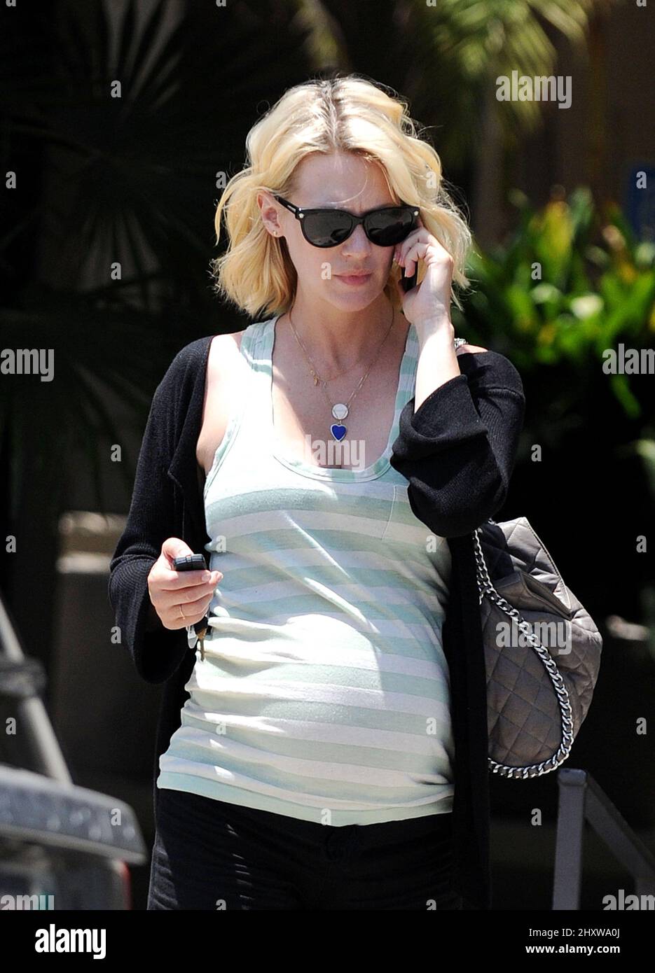 January Jones who is currently pregnant is seen out and about in Santa ...