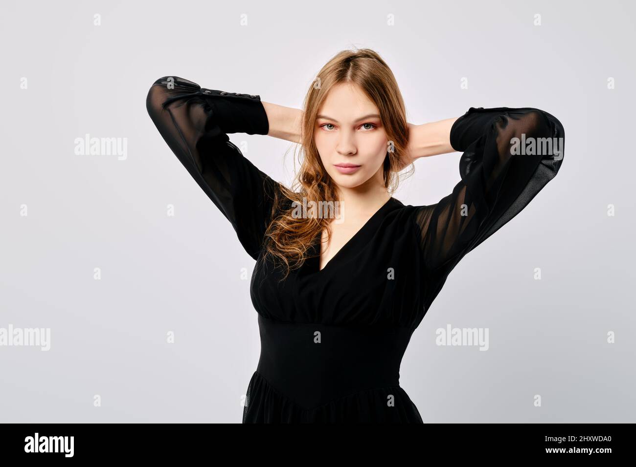 Hand behind head woman arm hi-res stock photography and images - Alamy