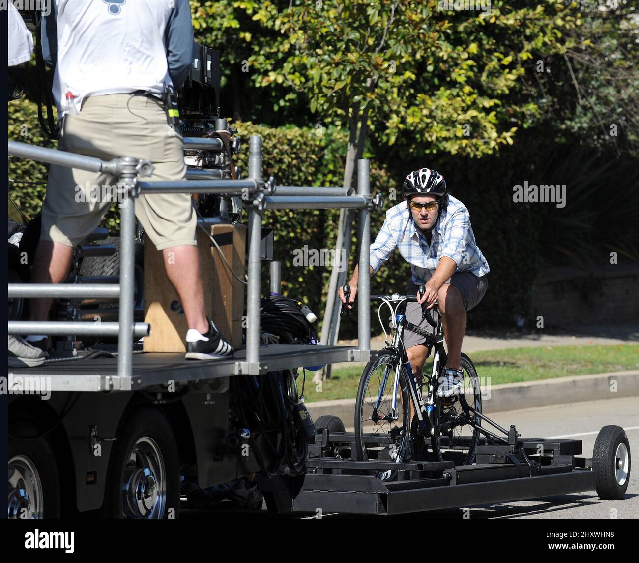 Paul Rudd films a Bike Scene for "This Is Forty", California Stock ...