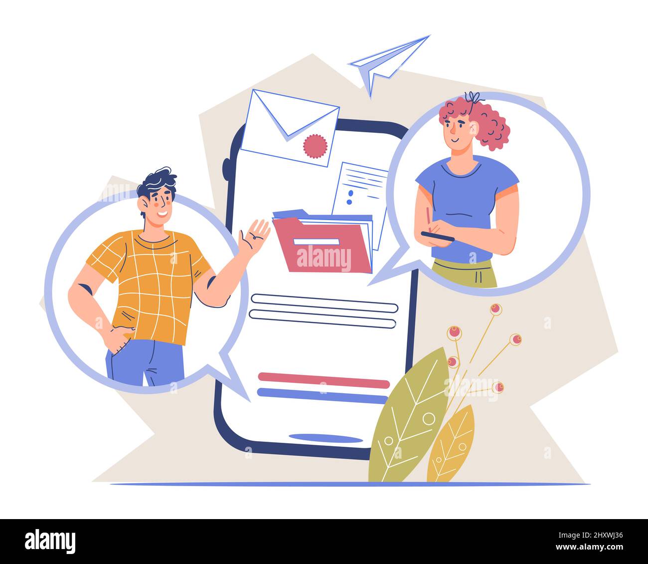 People send mail and share files and documents online through a mobile ...