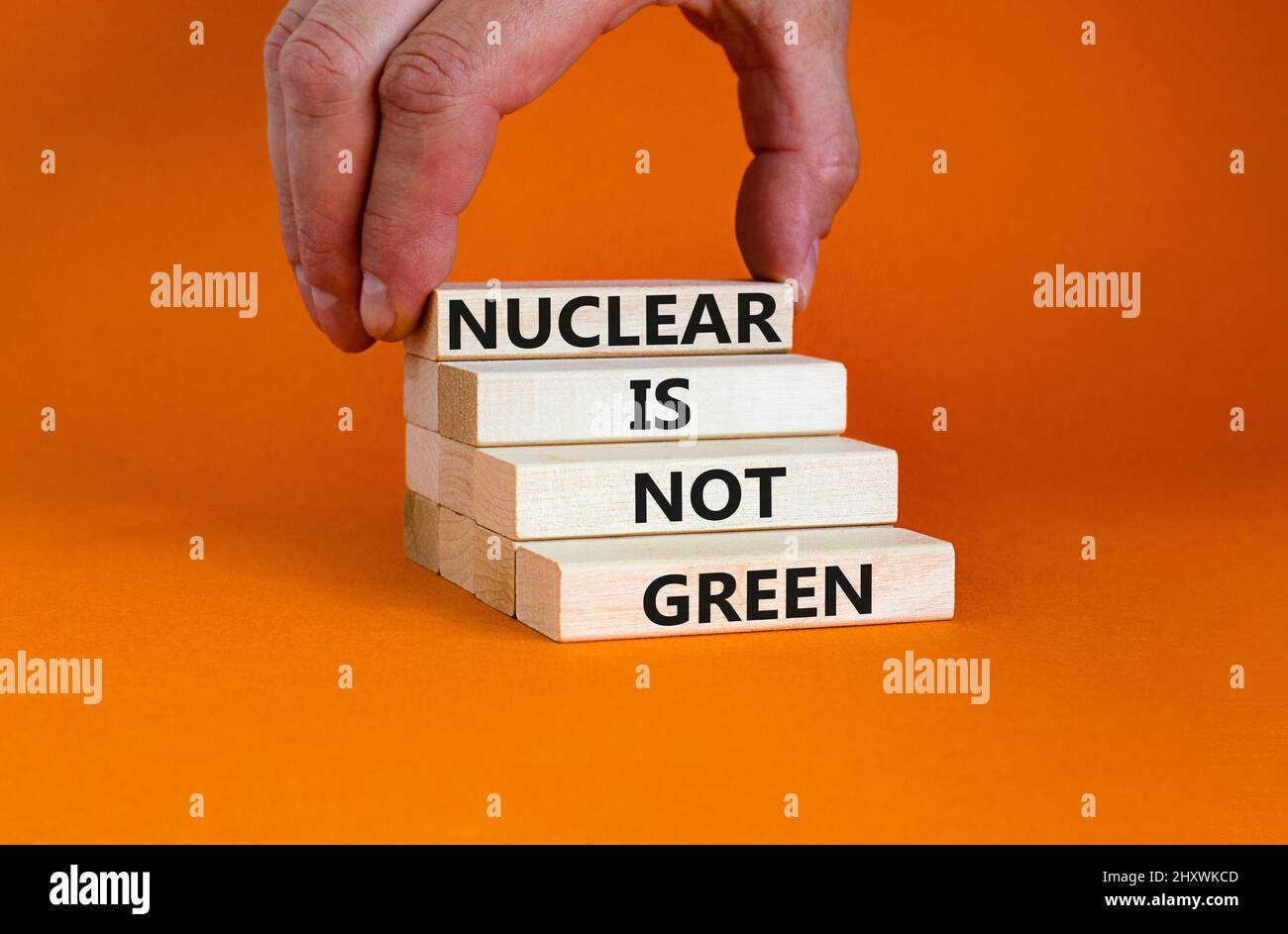 Nuclear is not green symbol. Concept words Nuclear is not green on ...