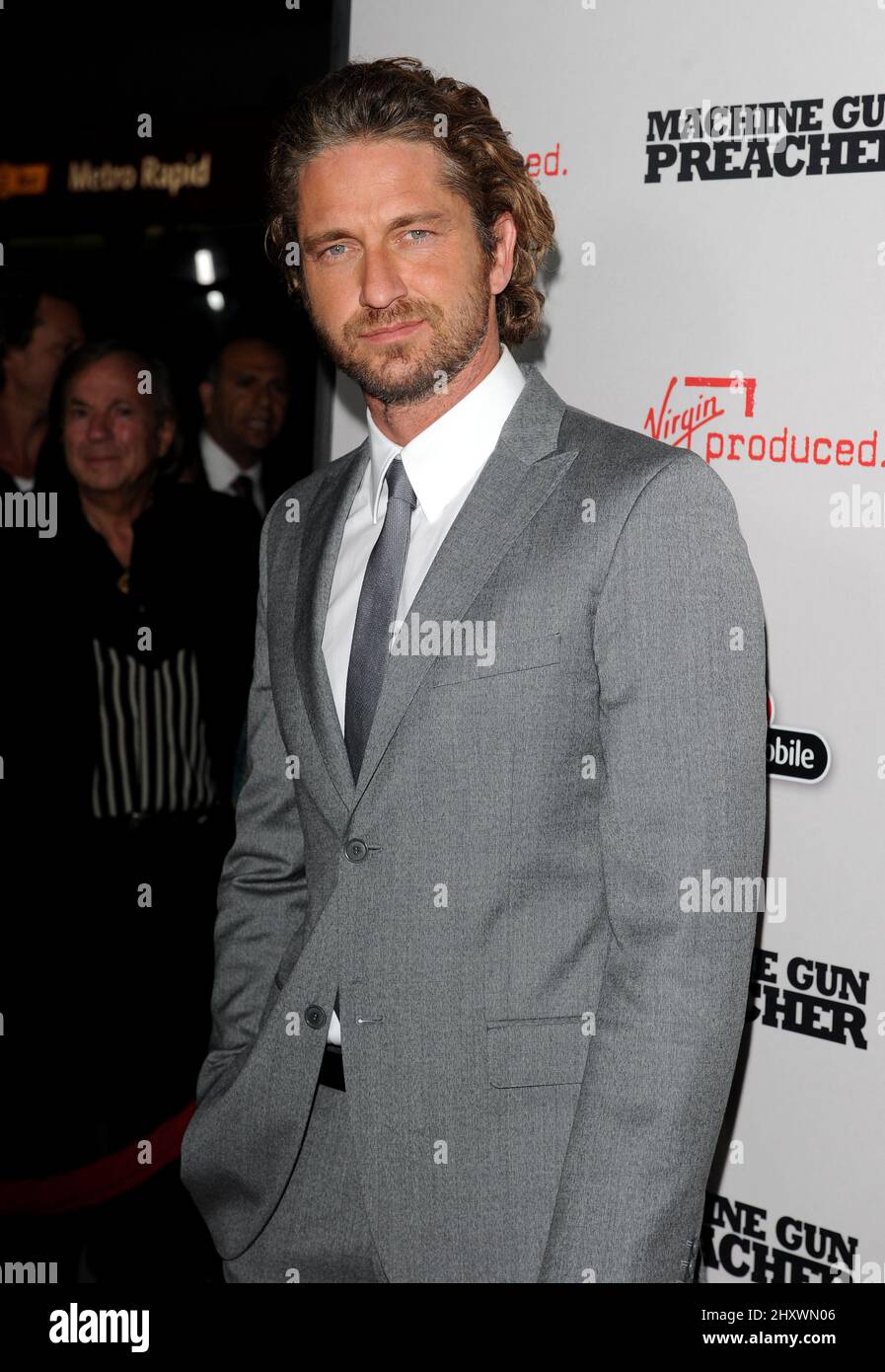 Gerard Butler arriving for the "Machine Gun Preacher" premiere held at ...