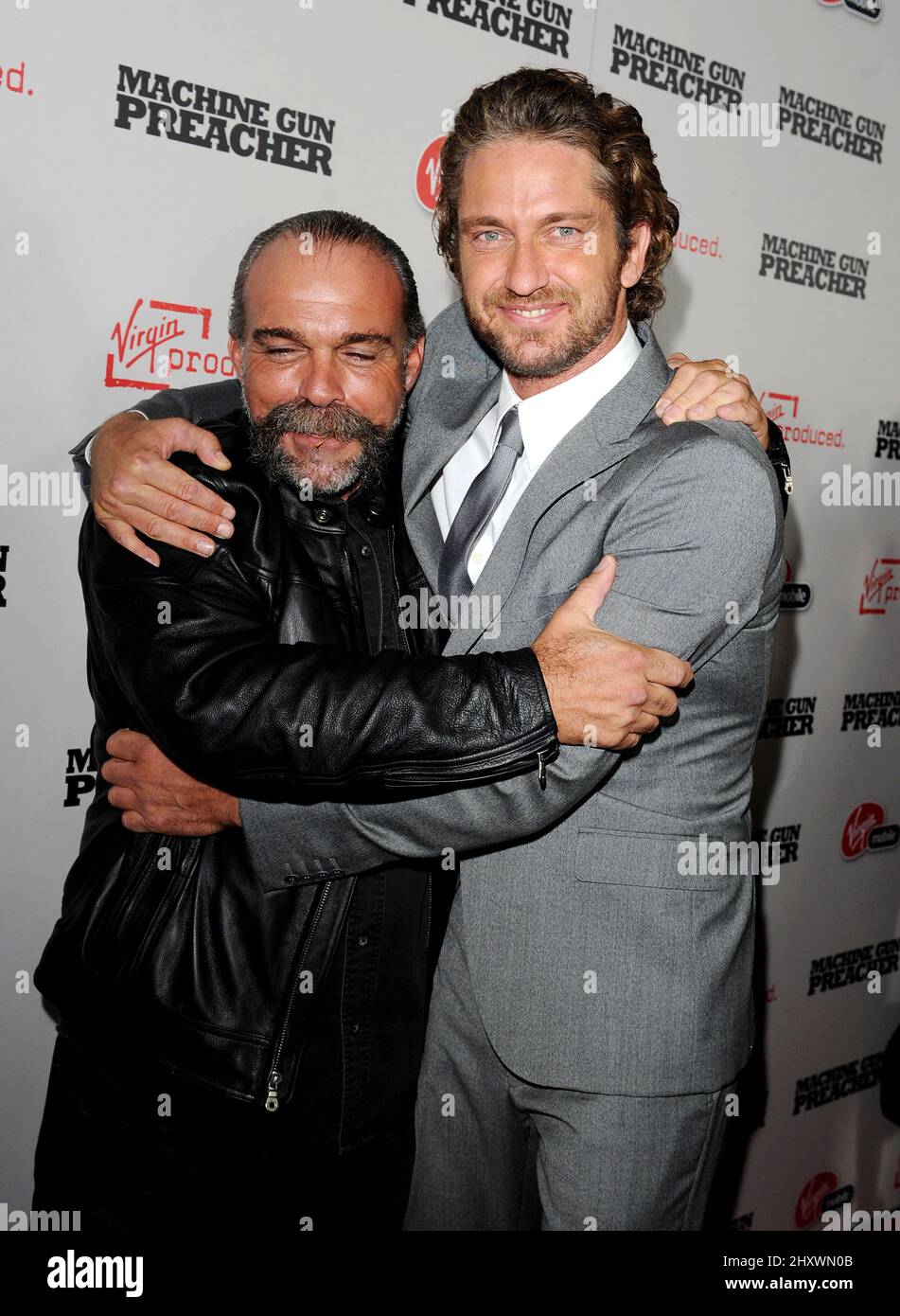 Sam Childers and Gerard Butler arriving for the "Machine Gun Preacher ...