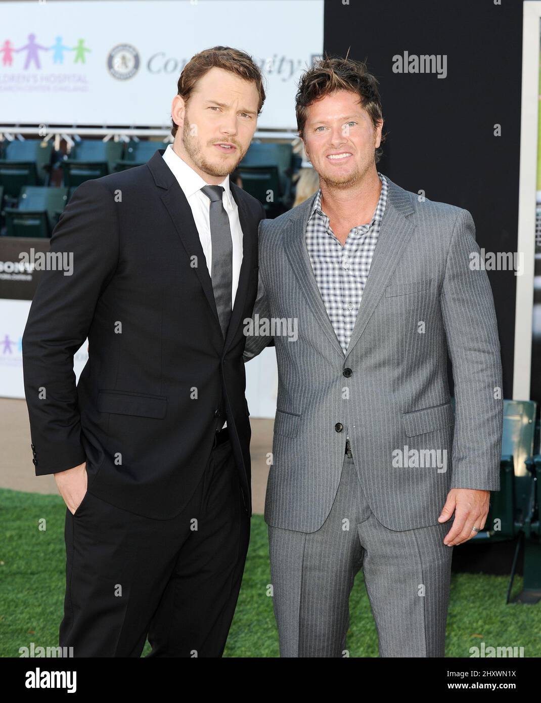 Chris Pratt and Scott Hatteberg arriving at the "Moneyball" World ...