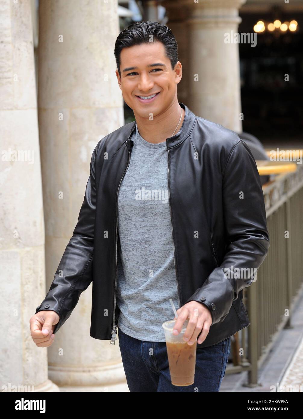 Mario Lopez is seen on the set of "Extra TV" at the Grove in Los ...