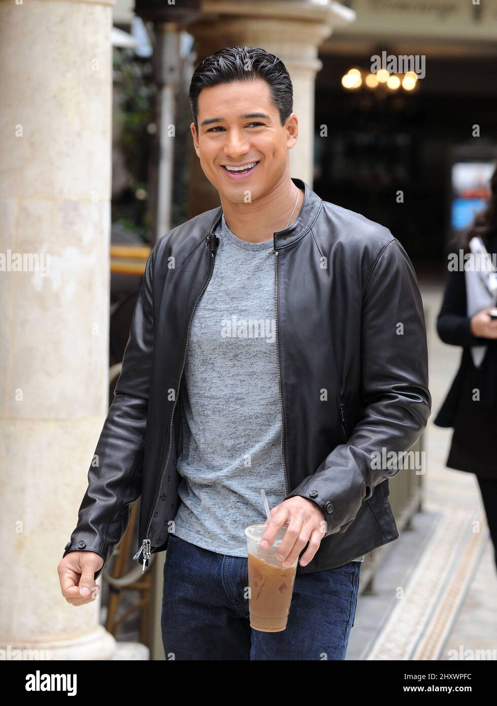 Mario Lopez is seen on the set of "Extra TV" at the Grove in Los ...