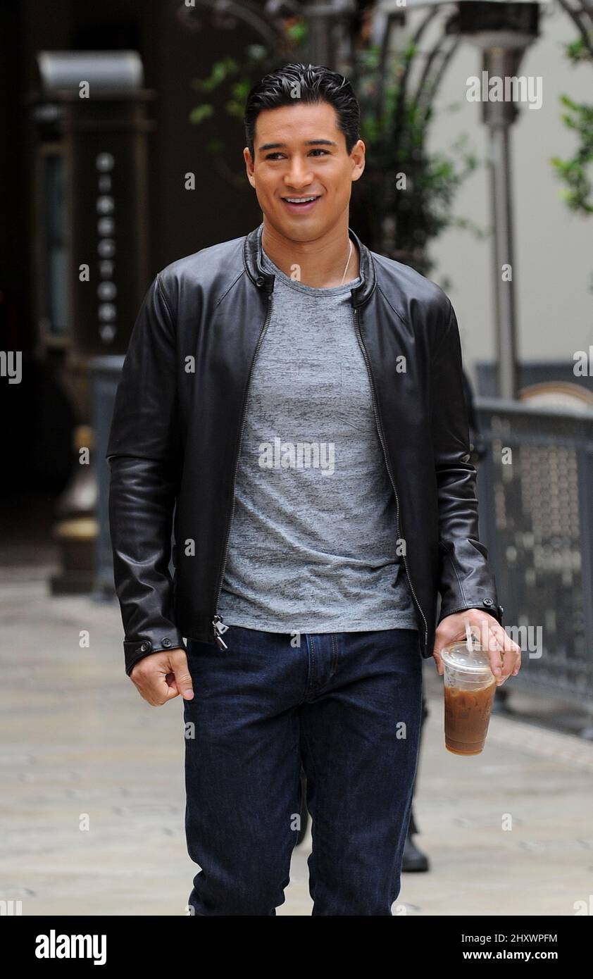 Mario Lopez is seen on the set of "Extra TV" at the Grove in Los ...