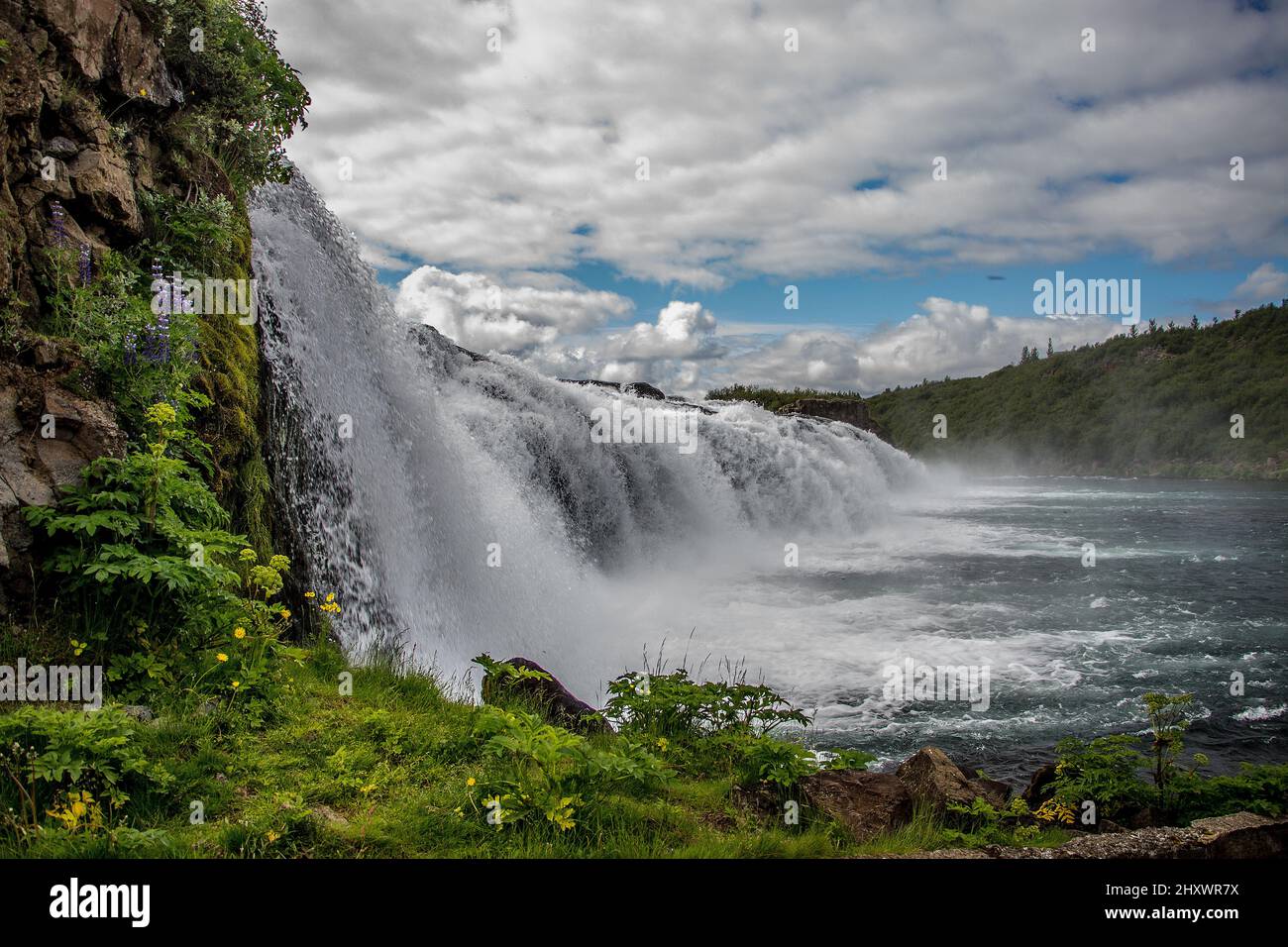 Mesmerizing landscape of the Faxafoss waterfall in Iceland Stock Photo ...