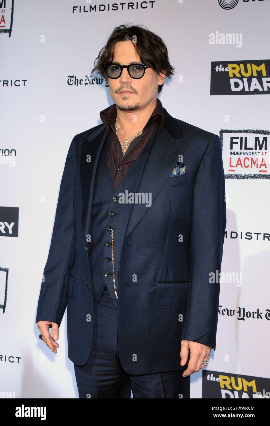 Johnny Depp at "The Rum Diary" premiere held at the Los Angeles County ...