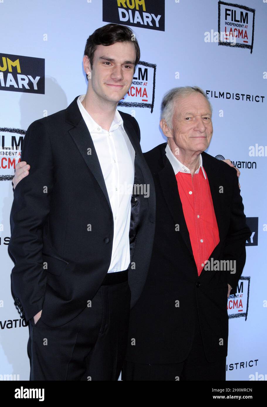 Cooper Hefner and Hugh Hefner at "The Rum Diary" premiere held at the ...