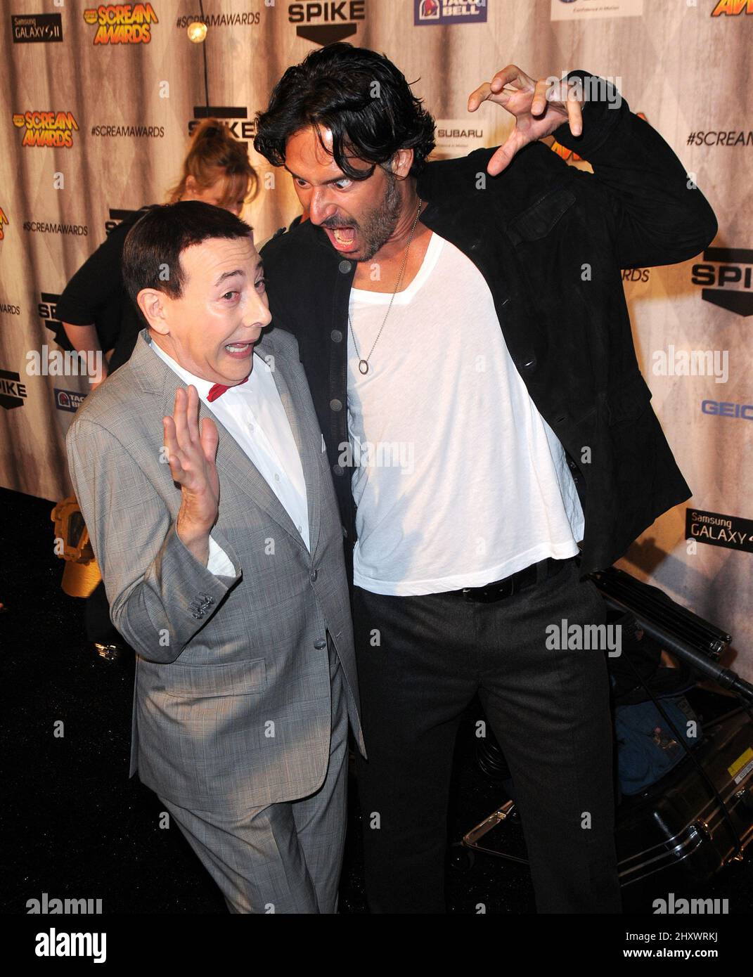Paul Reubens Pee Wee Herman And Joe Manganiello During Spike Tvs Scream Awards 2011 Held At