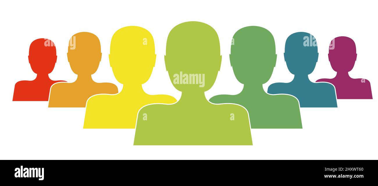 anonymous crowd e teamwork. Abstract people heads aligned. Vector ...