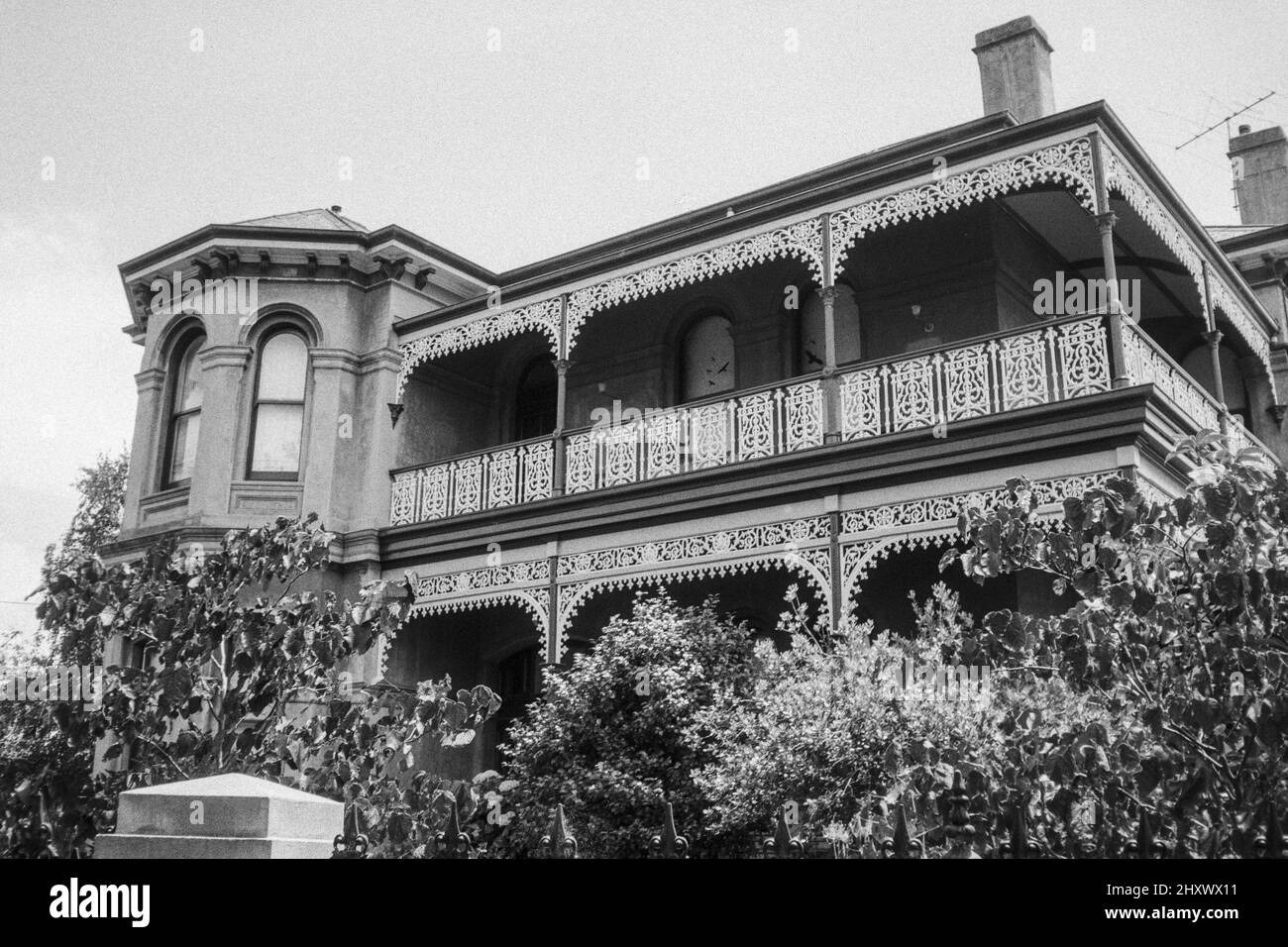 Black and white shot of a building in Melbourne Stock Photo - Alamy