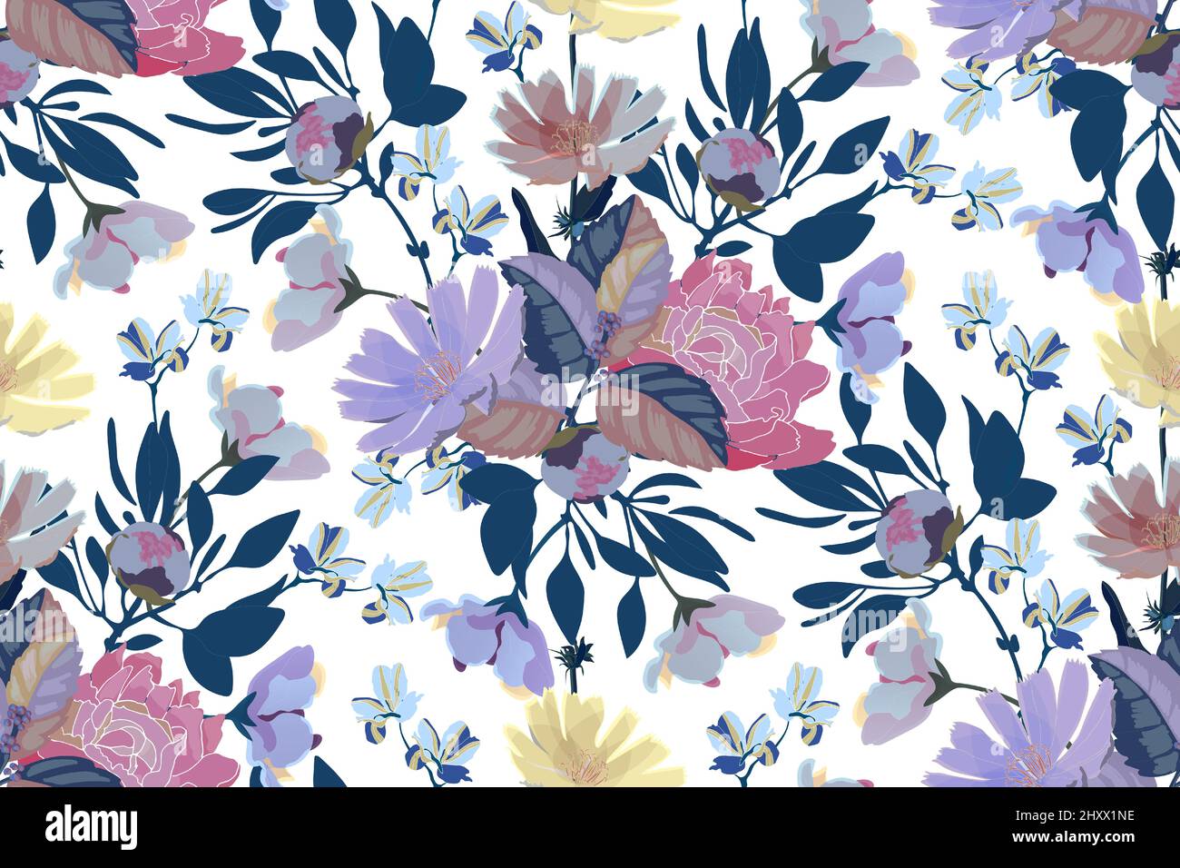 Vector floral seamless pattern. Background with colorful multi-colored ...