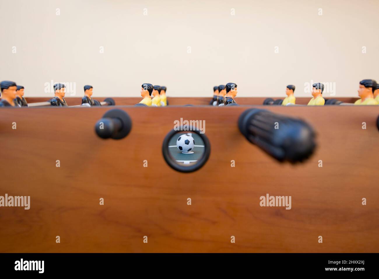 a table football to practice soccer indoors Stock Photo - Alamy