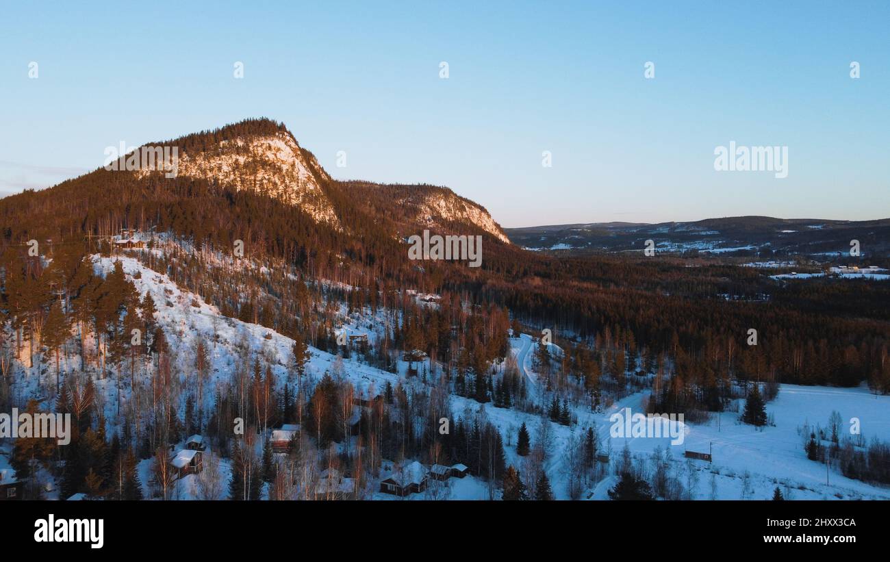 Aerial view of snowy mountains in Hammarstrand, Sweden Stock Photo - Alamy