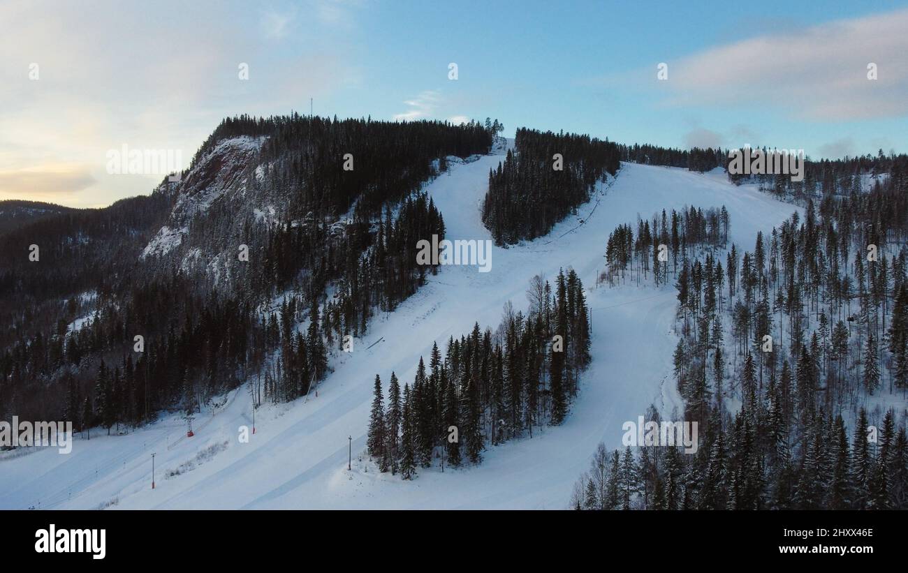 Aerial view of snowy mountains in Hammarstrand, Sweden Stock Photo - Alamy