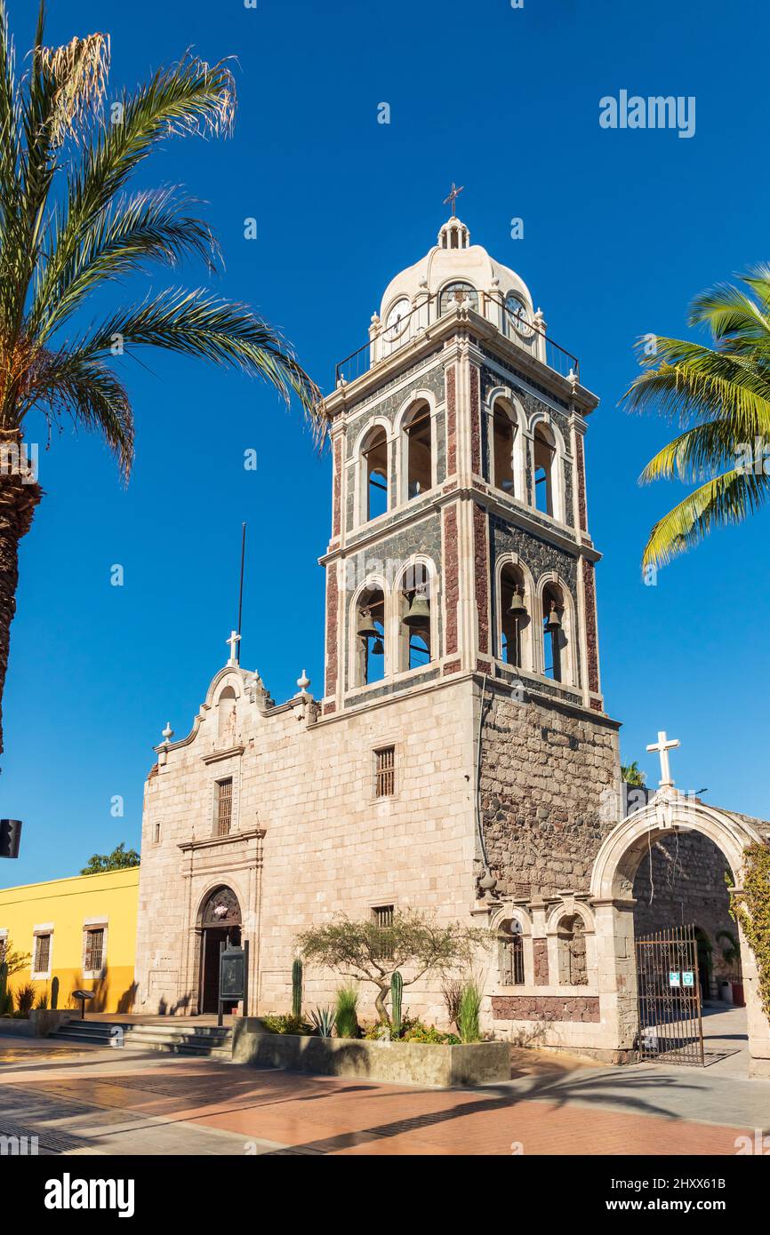 Loreto, Baja California Sur, Mexico. Bell tower of the historic Loreto ...