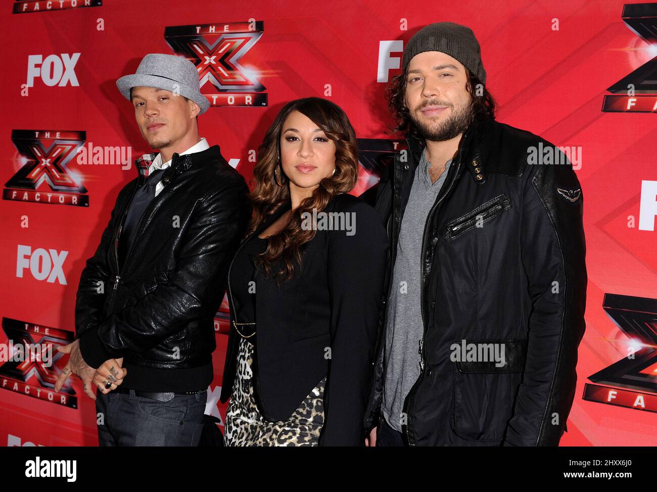 Chris Rene, Melanie Amaro and Josh Krajcik during "The X Factor" Press ...