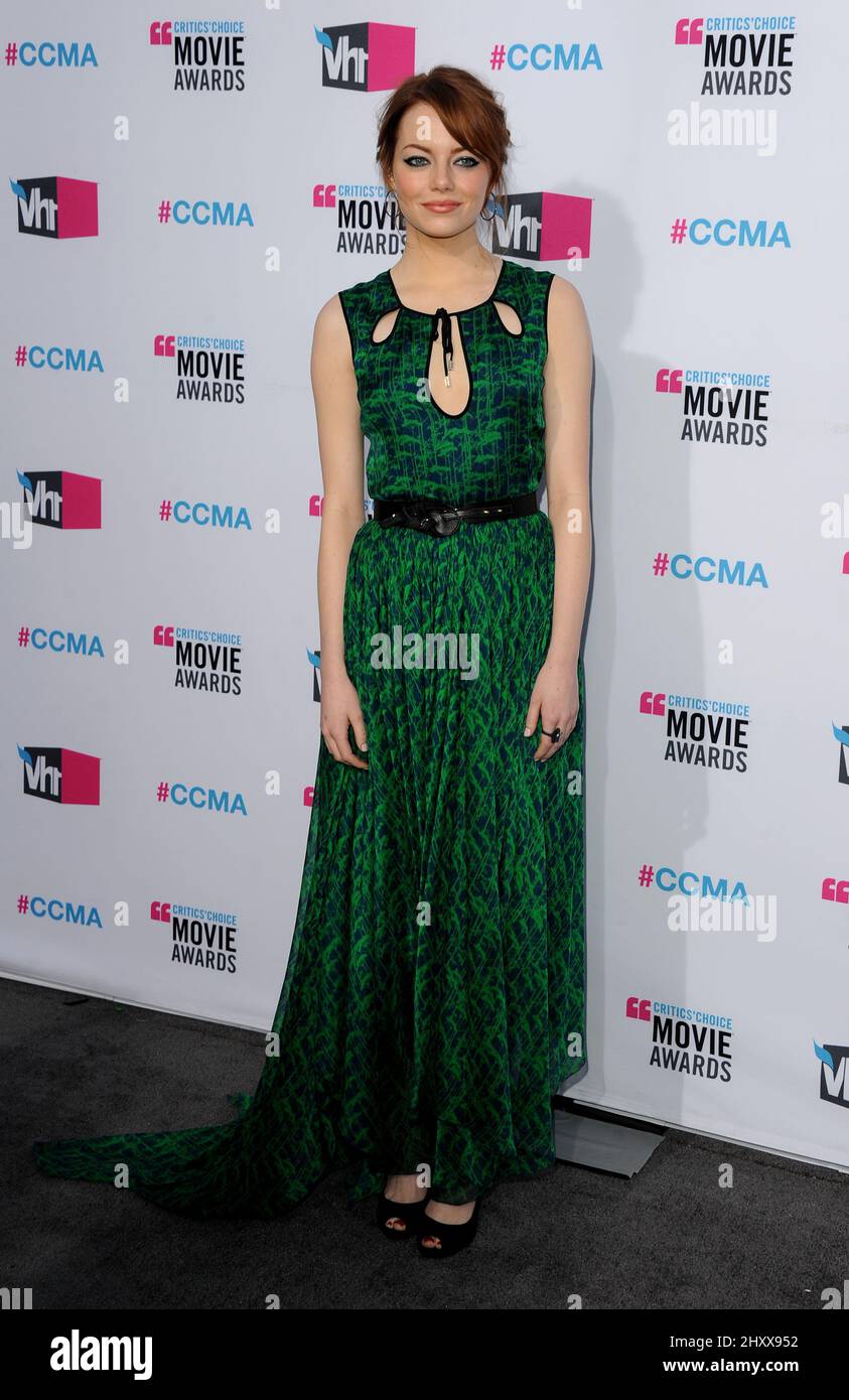 Emma Stone arriving at the 2012 Critics' Choice Movie held at the ...
