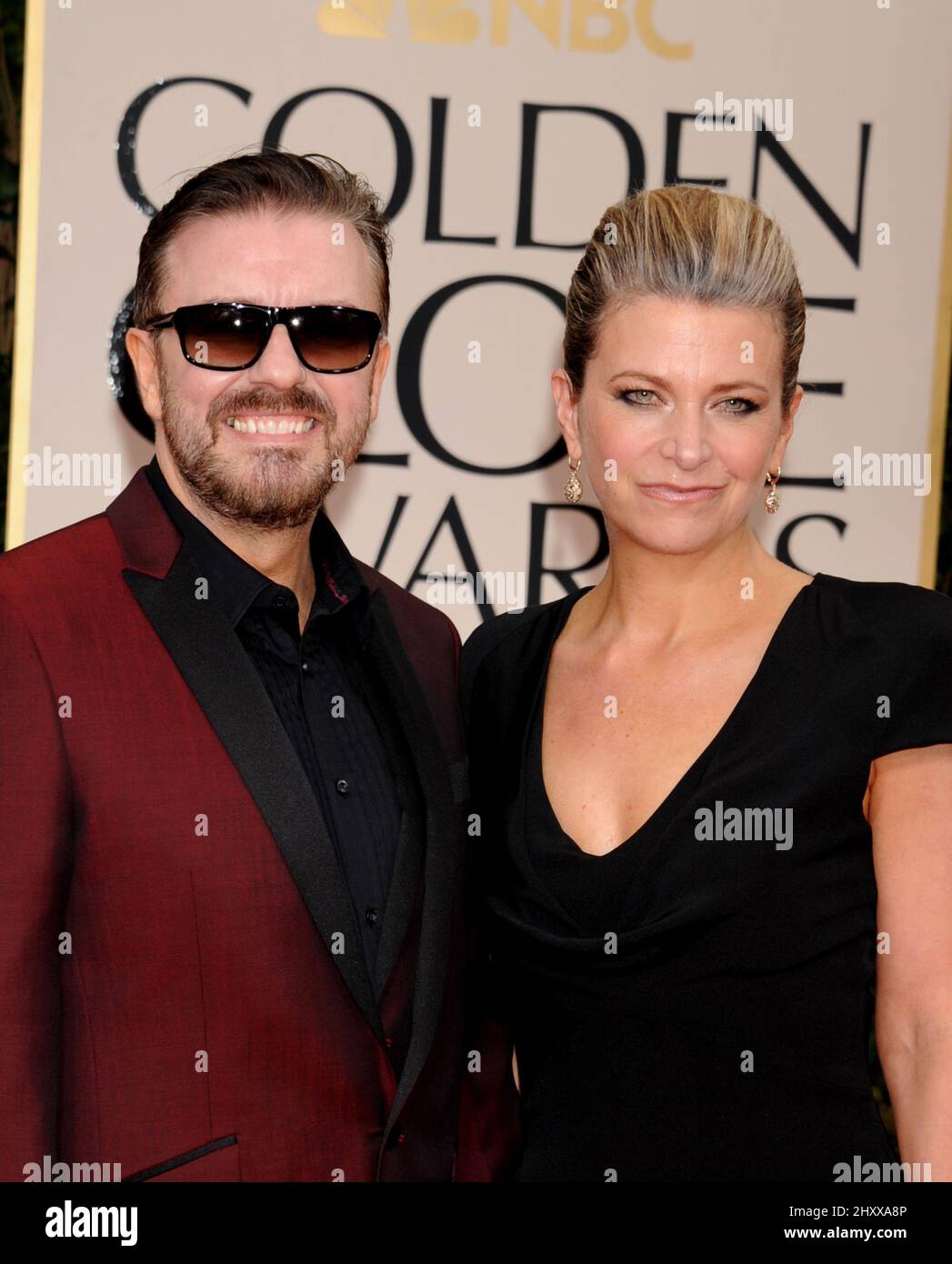 Ricky Gervais and producer Jane Fallon at the 69th Annual Golden Globe ...