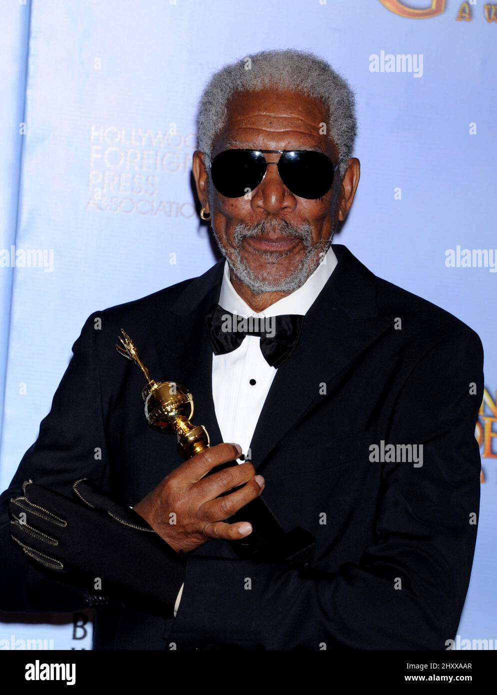 Morgan Freeman poses in the press room at the 69th Annual Golden Globe ...
