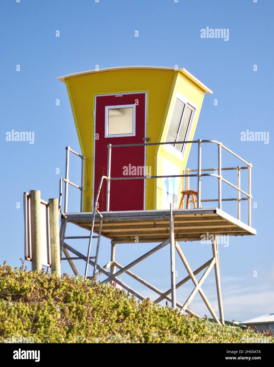 Closeup of a Lifeguard watch tower on a beach in South Africa Stock ...