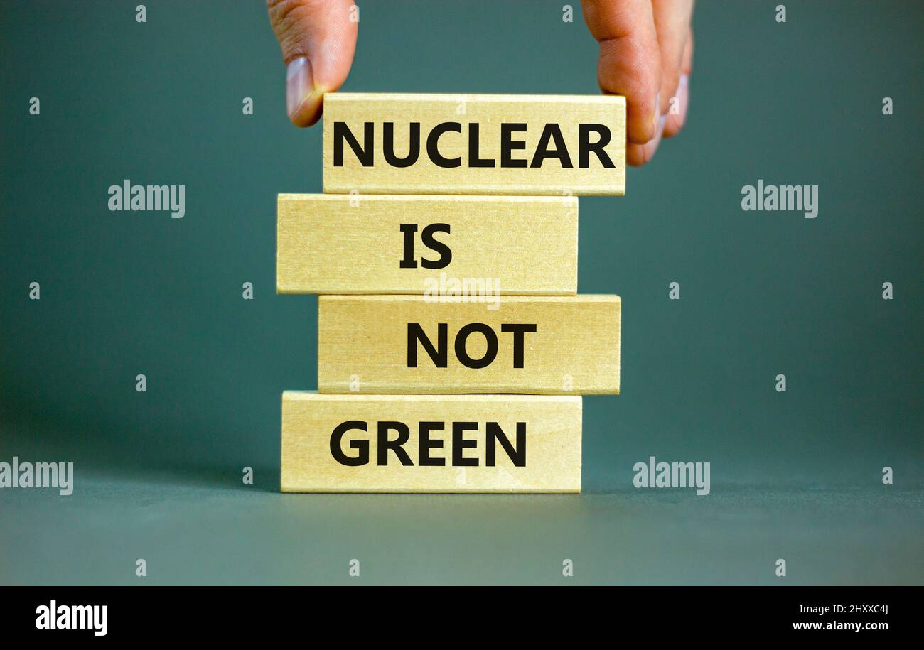 Nuclear is not green symbol. Concept words Nuclear is not green on ...