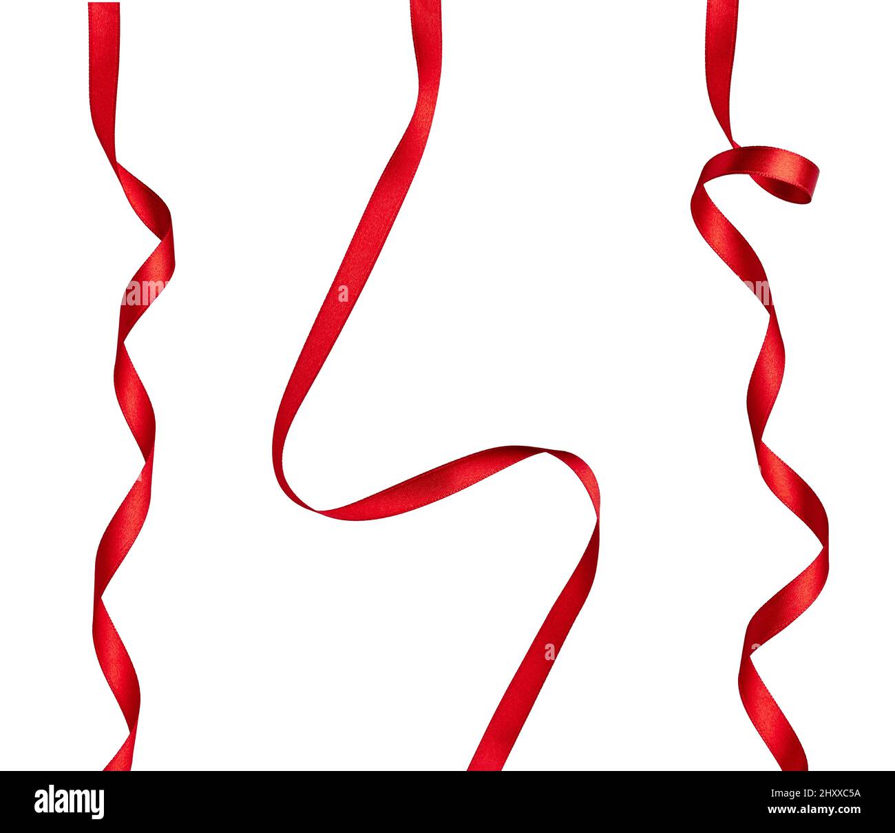collection of various red ribbon pieces on white background. each one ...
