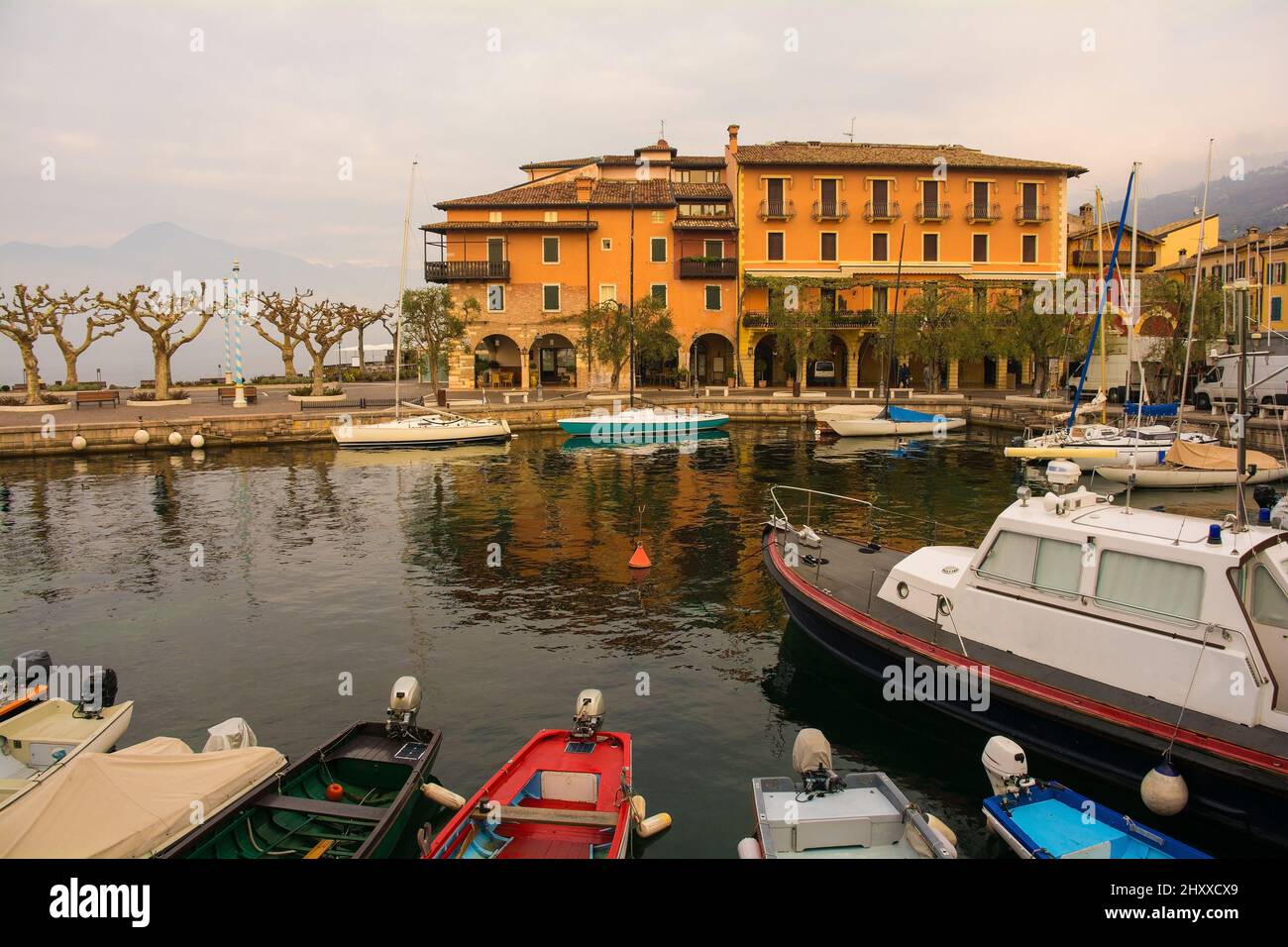 The Torri del Benaco waterfront at Lake Garda, in Verona Province ...
